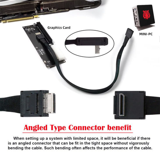 GetUSCart- xiwai Down Angled 90 Degree Connector Dual Shield OcuLink ...
