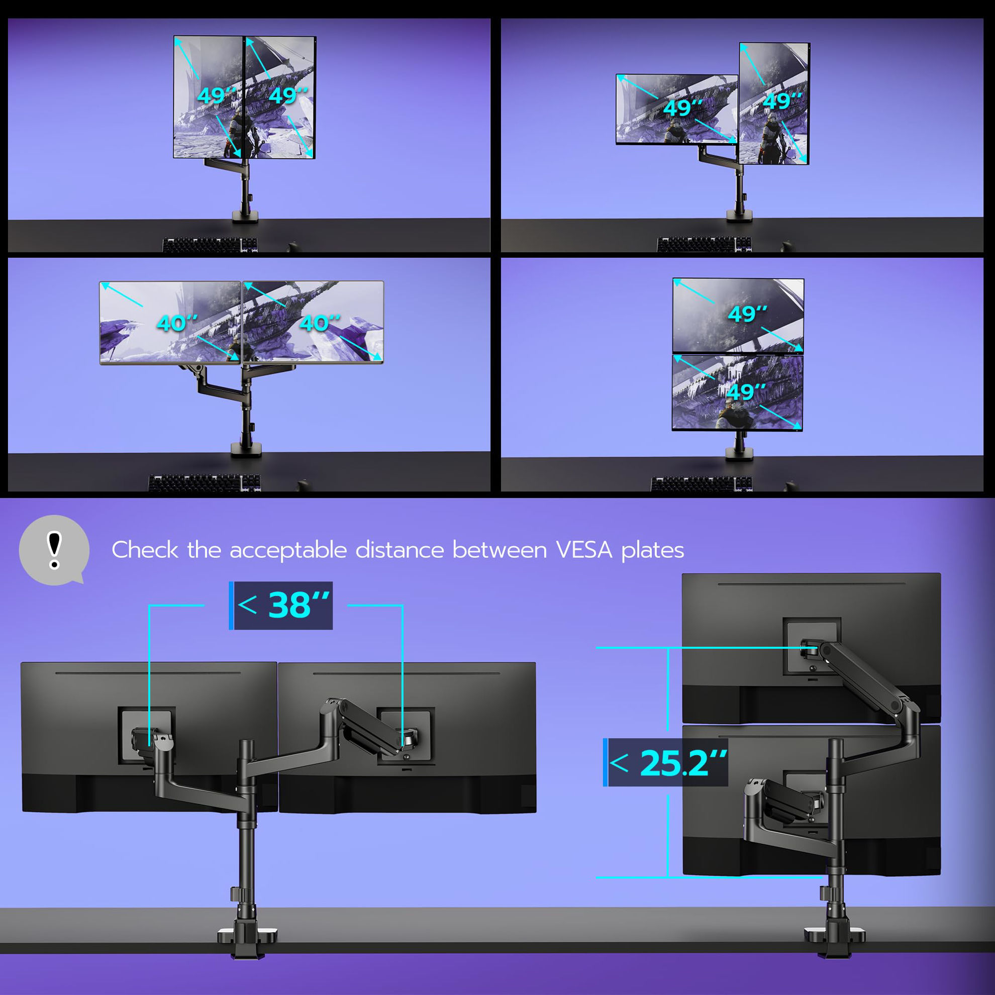 GetUSCart- ARES WING Dual Monitor Arm Desk Mount for 17-49 Inch ...