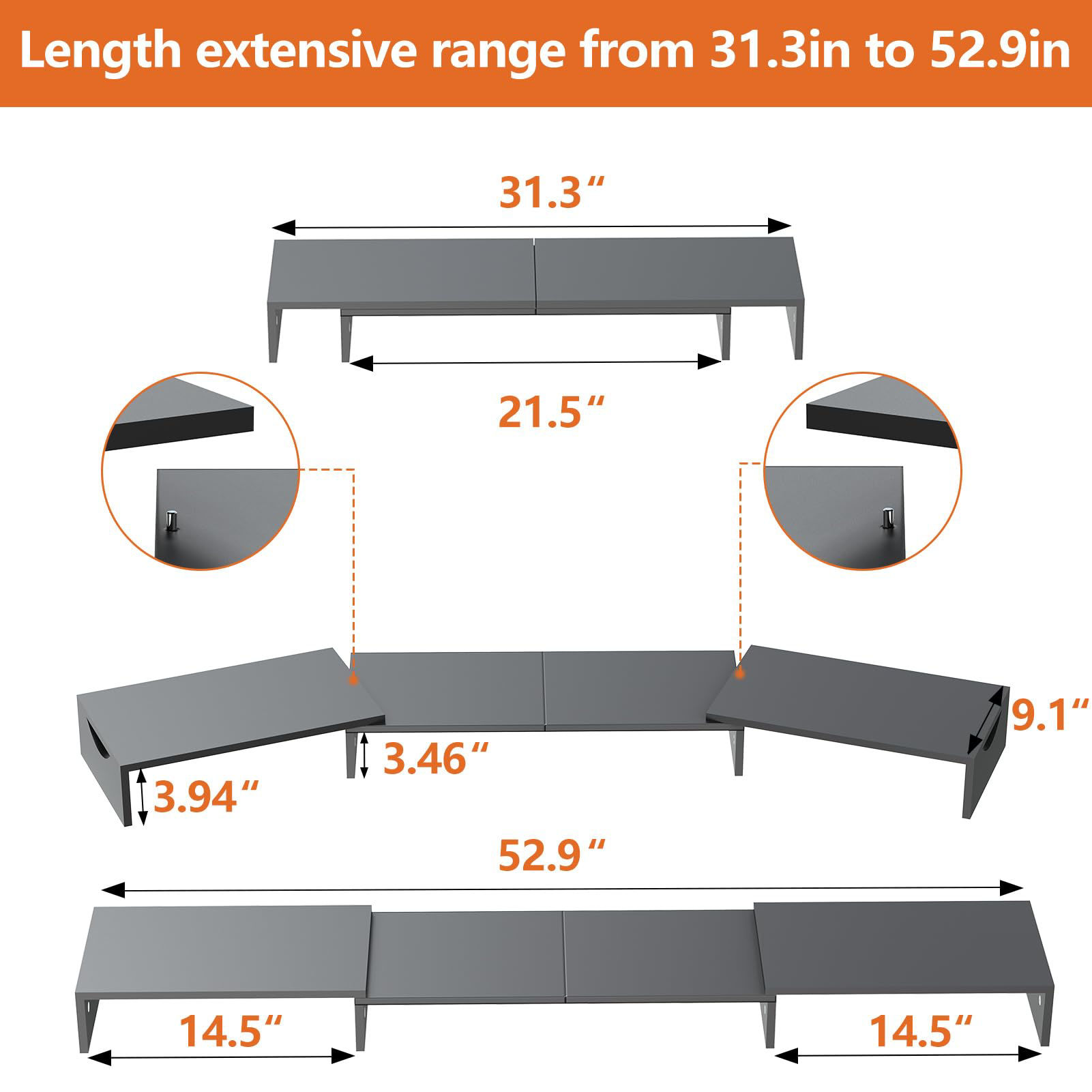 GetUSCart- ErgoFocus Triple Monitor Stand Riser, Extra Long Monitor ...