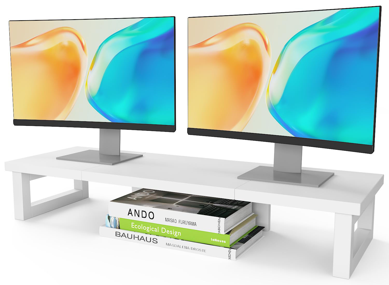 GetUSCart- WESTREE Dual Monitor Stand Riser, Wood and Steel Monitor ...