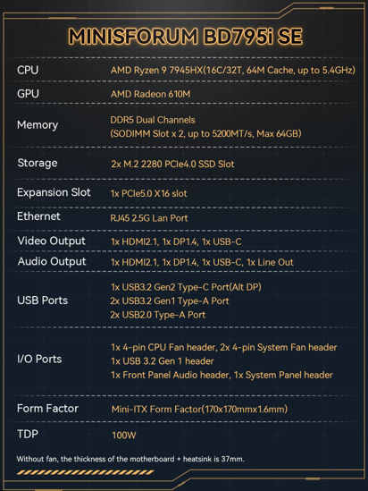 GetUSCart- MINISFORUM Motherboard BD795i SE Mini ITX NAS Motherboard ...