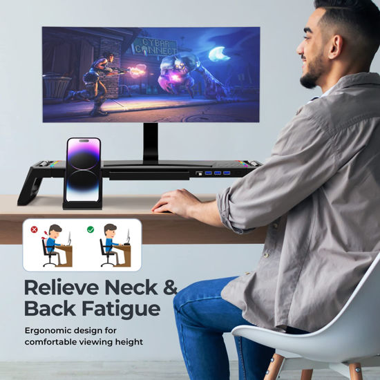 GetUSCart- KeiBn RGB Gaming Computer Monitor Stand with 4 USB 3.0 Hub ...