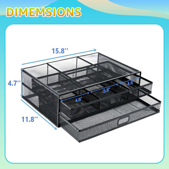 GetUSCart- MINDEPOT Computer Monitor Stands with Drawers, Metal Mesh ...