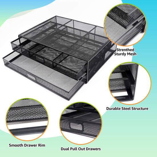 GetUSCart- MINDEPOT Computer Monitor Stands with Drawers, Metal Mesh ...