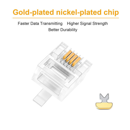 GetUSCart- Uvital 50 Pack RJ11 6P4C Plug, Telephone Handset Flat Cord ...