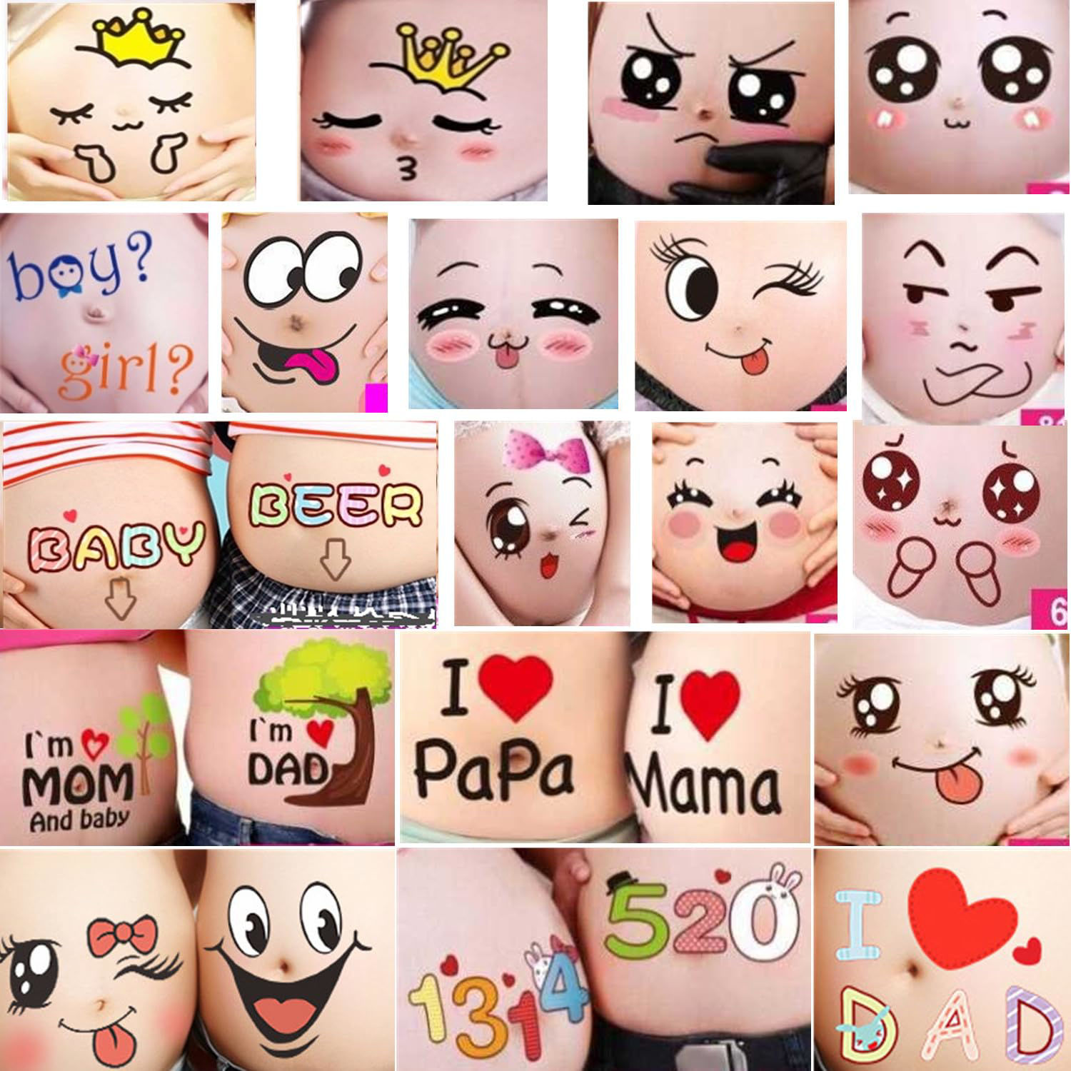 GetUSCart- 24 Pack Funny Facial Expressions Stickers Pregnant Babies ...