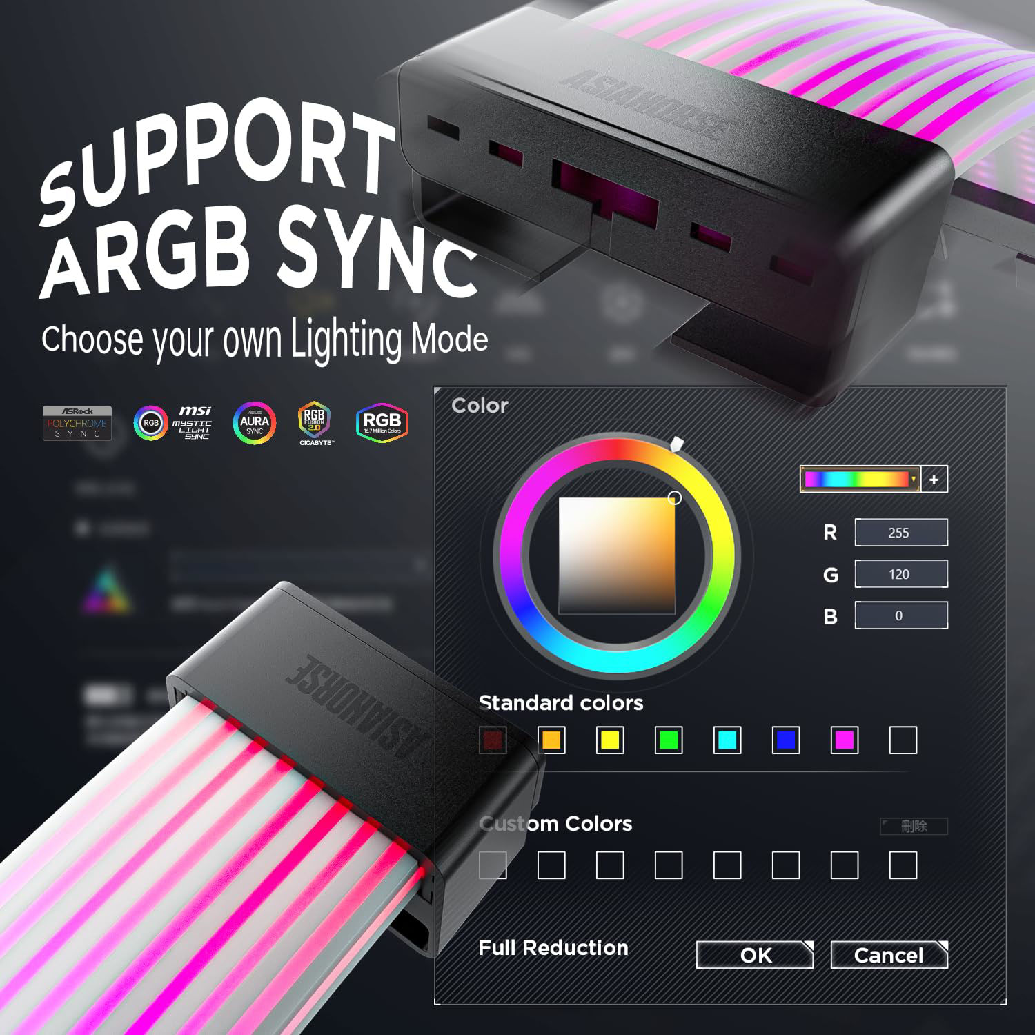 GetUSCart- AsiaHorse ARGB PSU Cables Cover Kit, Aurora Addressable RGB ...