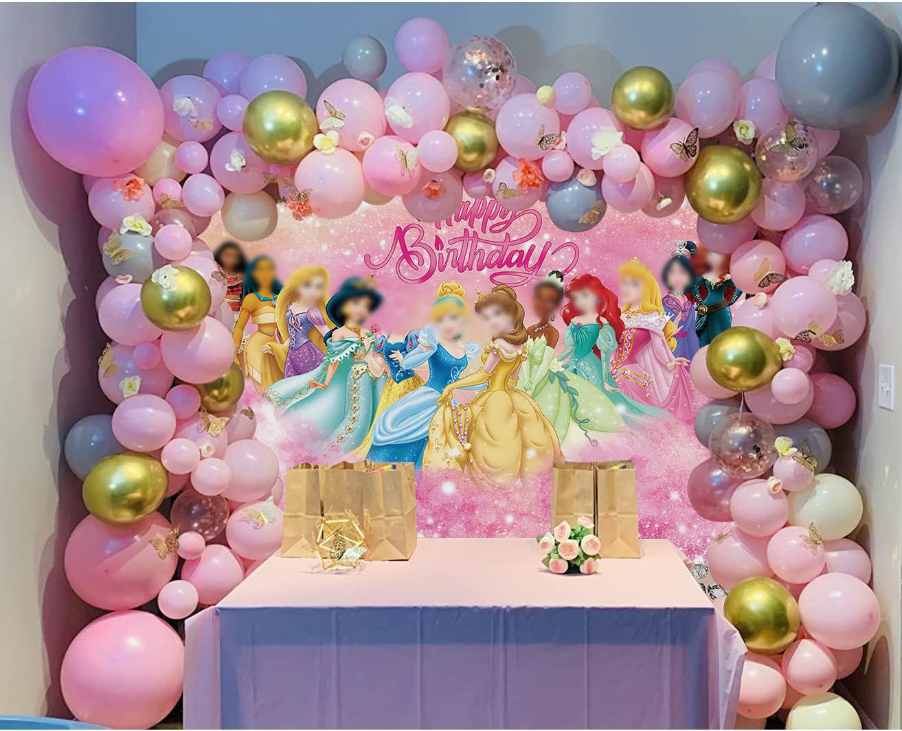 GetUSCart- Girls Princess Backdrop Princess Happy Birthday Party ...