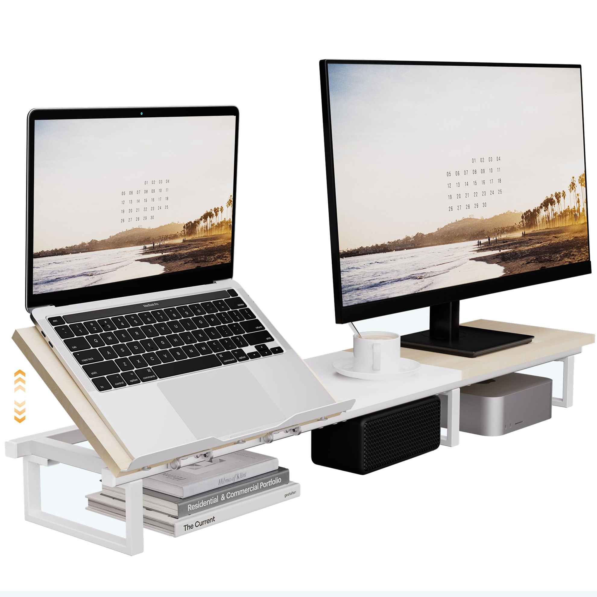 GetUSCart- Dual Monitor Stand with Adjustable Laptop Riser - Monitor ...