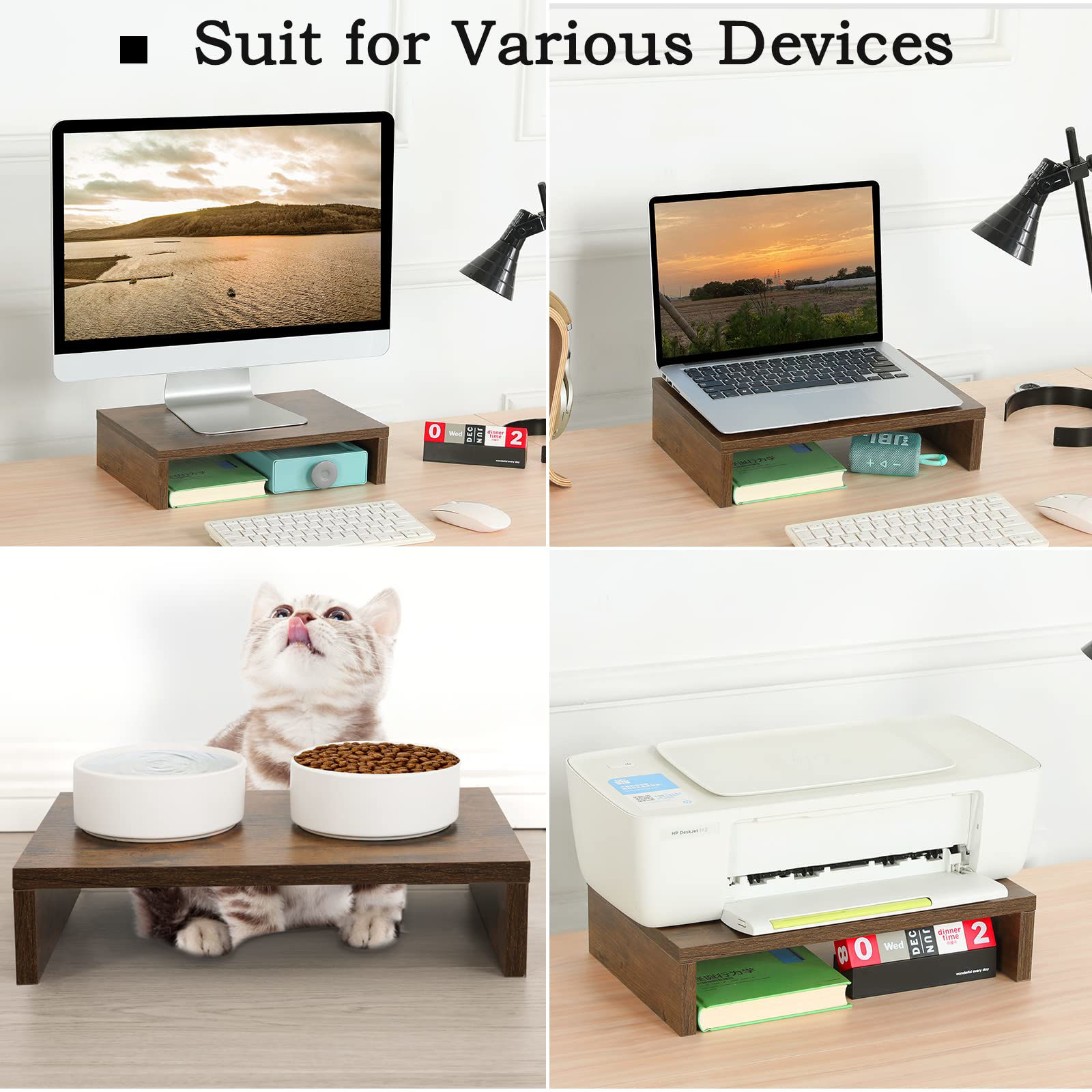 GetUSCart- TEAMIX Monitor Stand Riser-2 Pack, Rustic Brown Wood ...