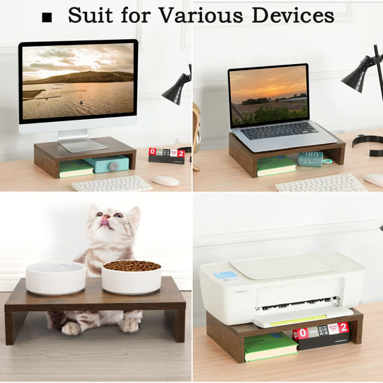 GetUSCart- TEAMIX Monitor Stand Riser-2 Pack, Rustic Brown Wood ...