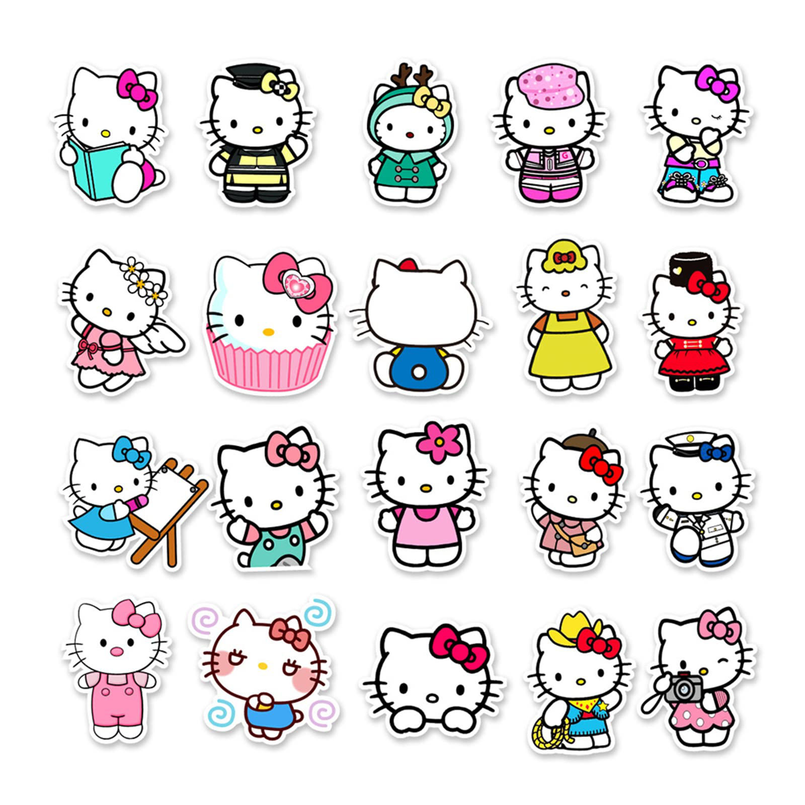 GetUSCart- Fcelery Hello Kitty Stickers 50 PCS White Theme Kawaii Cat ...