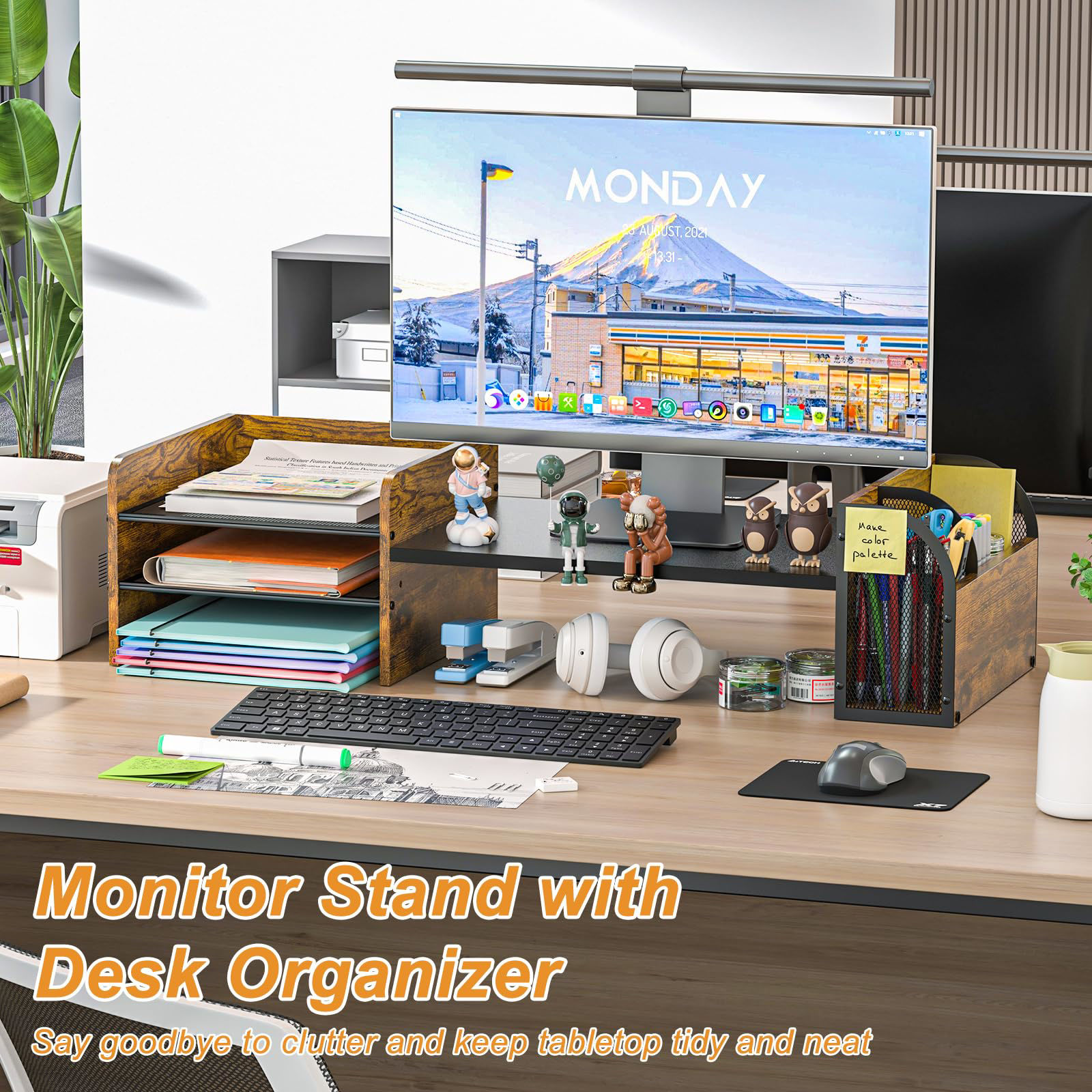 GetUSCart- Adjustable Monitor Stand with Desk Organizer, Computer ...