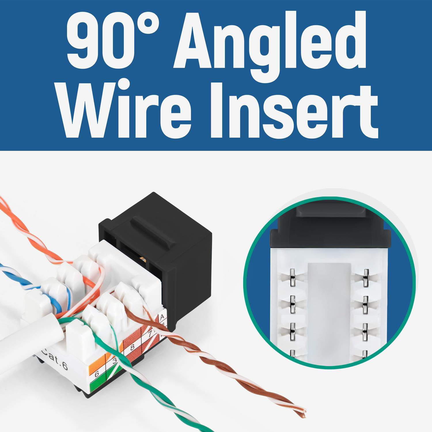 GetUSCart- Everest 90° Angled RJ45 Cat6 Keystone Jacks 50-Pack in Black ...