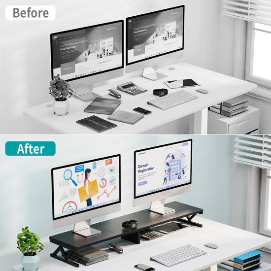 GetUSCart- ErgoFocus Dual Monitor Stand Riser, Large Wood Monitor Riser ...