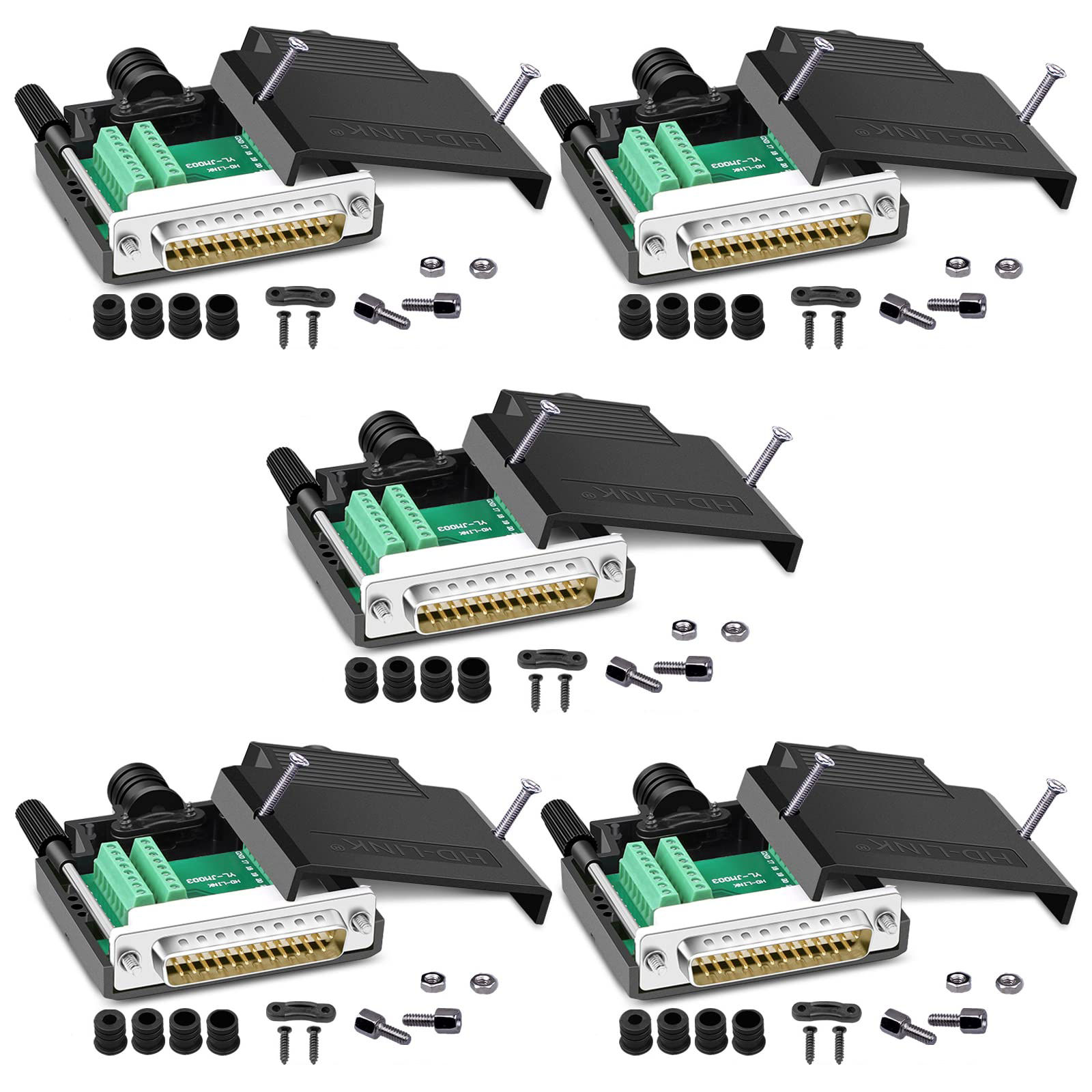 GetUSCart- ANMBEST 5PCS DB25 Solderless Connector, RS232 D-SUB Serial to 25-pin Port 16mm ...