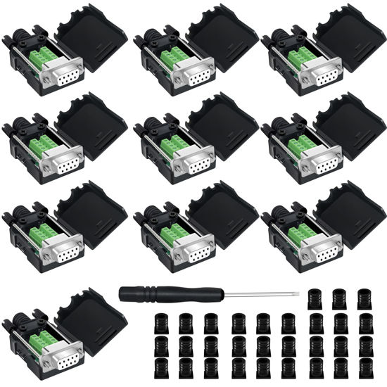 GetUSCart- YIOVVOM DB9 Breakout Connector,DB9 Solderless RS232 D-SUB Female Serial Adapters 9 ...