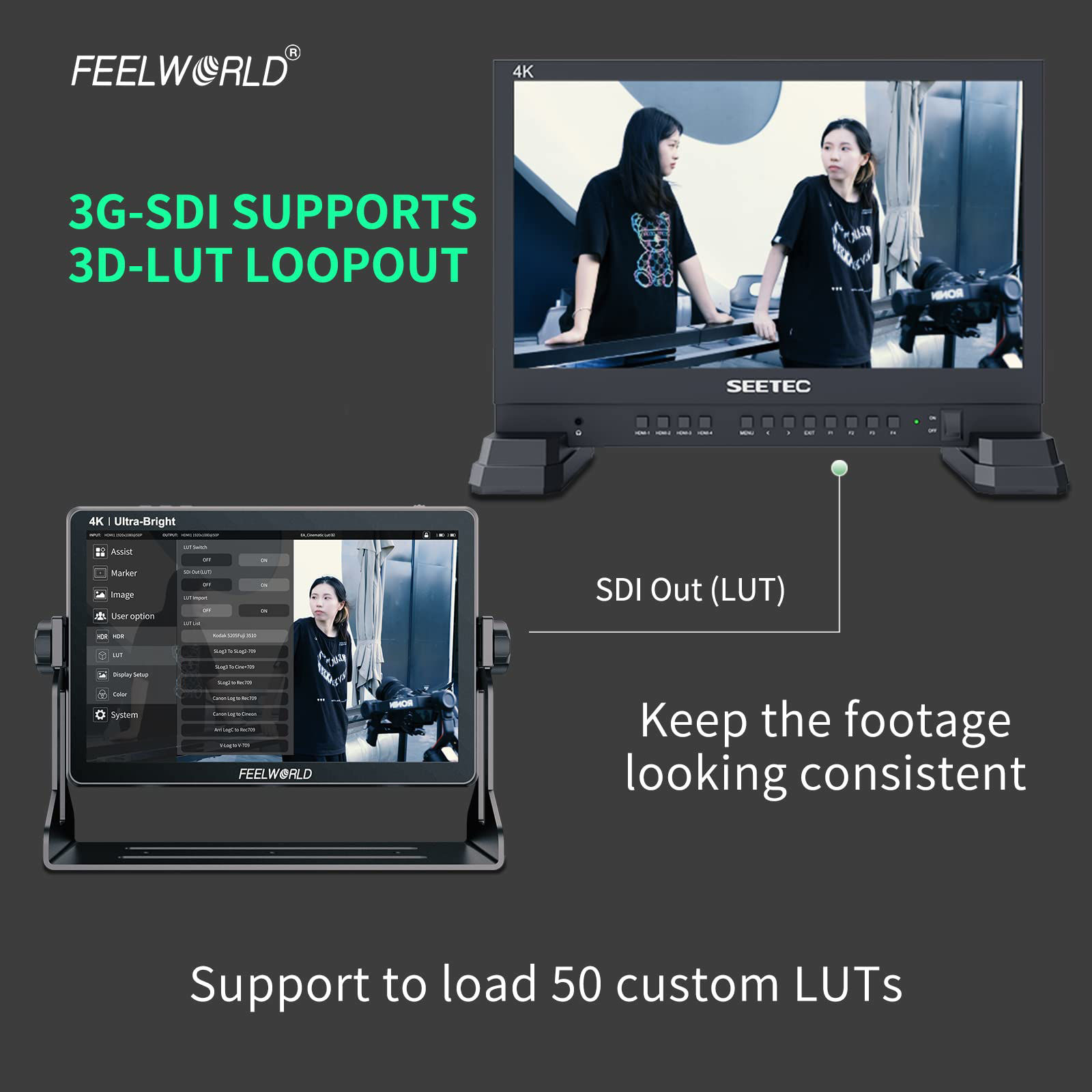 GetUSCart- FEELWORLD LUT11S 10.1 Inch 2000nit Ultra Bright Camera Field DSLR Monitor with ...