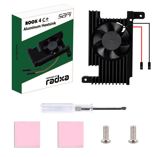 GetUSCart- GeeekPi Rock Pi 4C+ Aluminum Heatsink with Fan, Aluminum ...
