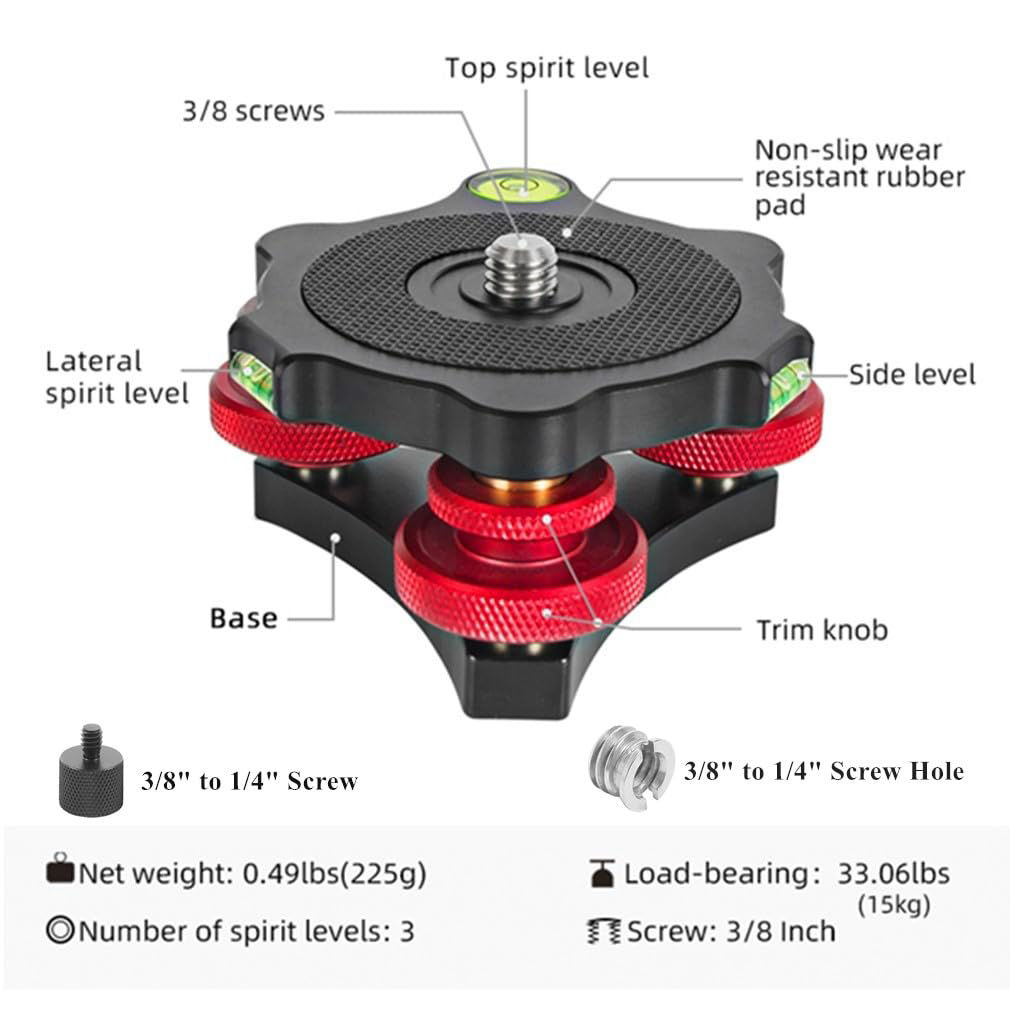 GetUSCart- Tripod Leveling Head Camera Tripod Leveler Base with +/-5 ...