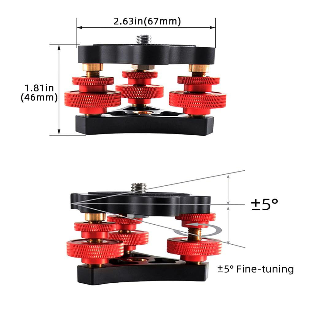 GetUSCart- Tripod Leveling Head Camera Tripod Leveler Base with +/-5 Degree Precision Adjustment ...