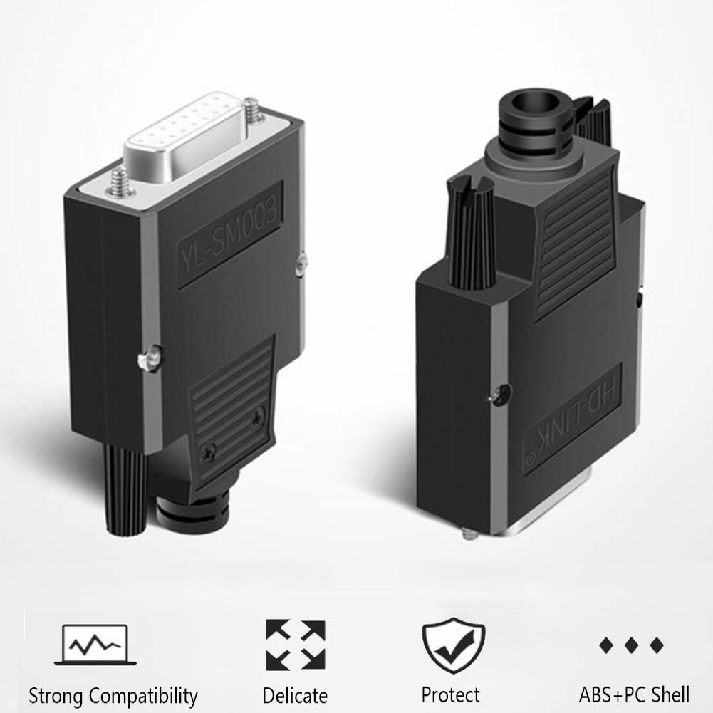 GetUSCart- Jienk DB15 Solderless Male Female RS232 D-SUB Serial Adapters, 16mm thinner 15 Pin ...