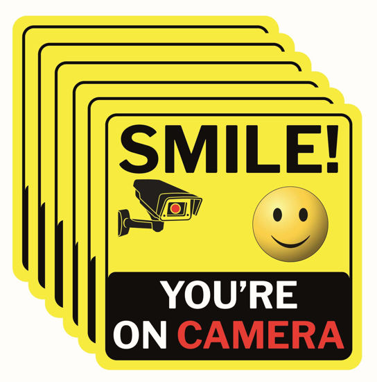 GetUSCart- Smile You're On Camera Sign, Double-Sided 6 Pack 6"x6" Vinyl ...