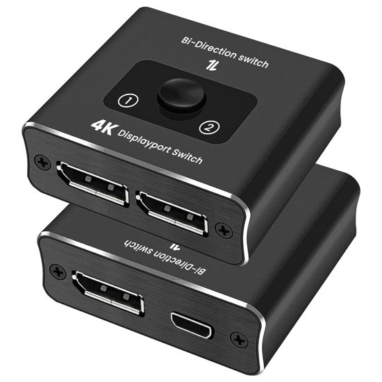 GetUSCart- DisplayPort Switch 2 in 1 Out or DisplayPort Splitter 1 in 2 ...