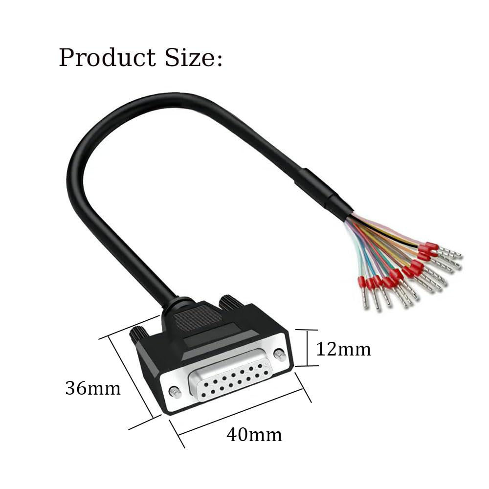 GetUSCart- Willwewon 10Ft 3m 26AWG DB15 Female RS232 15 Pin Serial Extension Cable, RS232 D-SUB ...