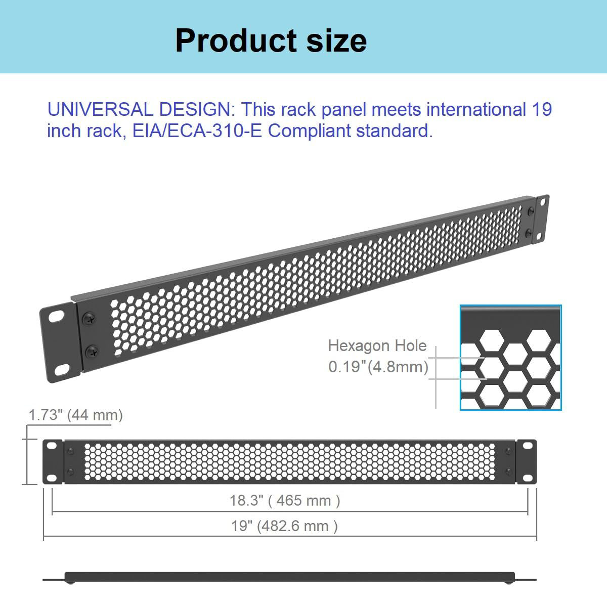 GetUSCart- Jingchengmei 1U Hinged Perforated Blank Panel - Steel Rack Mount 1U Spacer Panel for ...