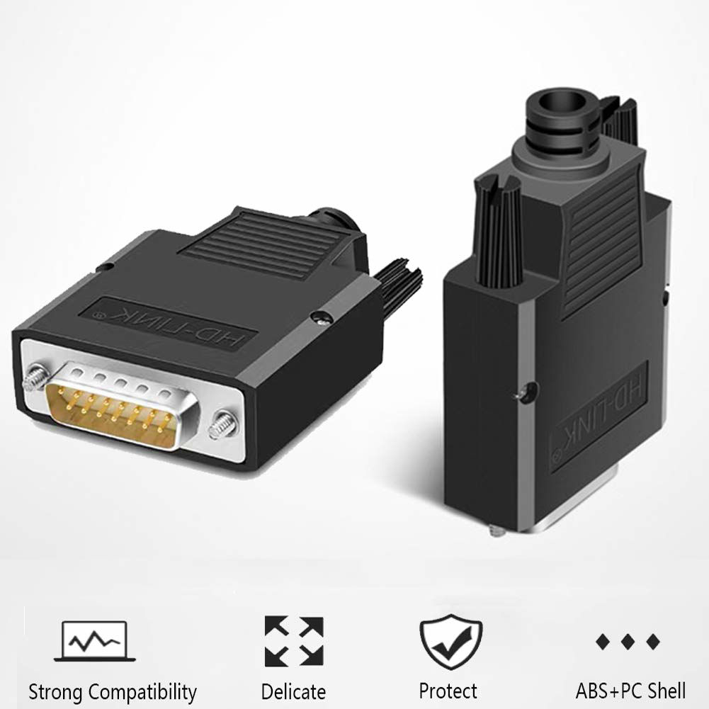 GetUSCart- Jienk DB15 Solderless Male RS232 D-SUB Serial Adapters, 16mm thinner 15 Pin Port ...