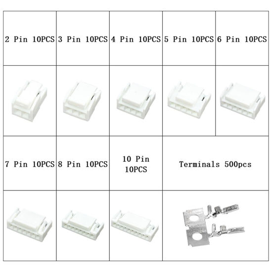 GetUSCart- Teansic 580Pcs JST GH 1.25mm Connector Kit,2/3/4/5/6/7/8/10 Pin Housing Connectors,1 ...