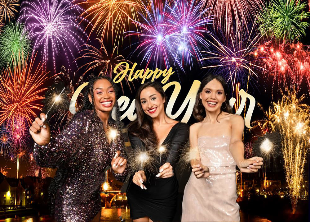 GetUSCart- CYLYH 8X6FT Happy New Year Backdrop New Year's Eve Night ...