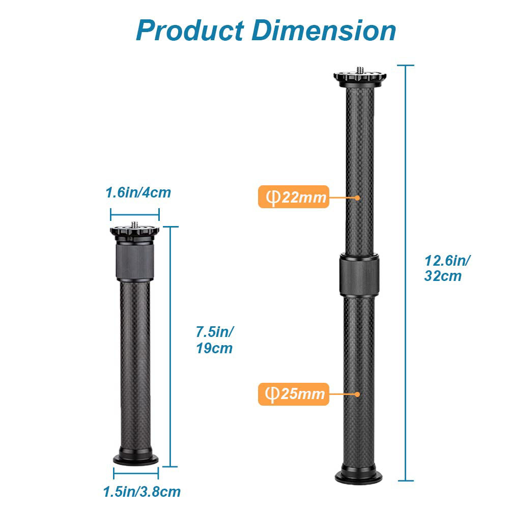 GetUSCart- Carbon Fiber Tripod Extension Two-Section Rod Central Column ...