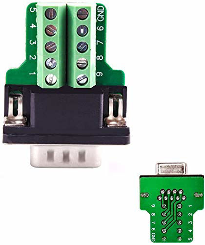 GetUSCart- YIOVVOM DB9 Breakout Connector to Wiring Terminal RS232 D-SUB Male Serial Port ...