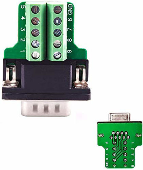 GetUSCart- YIOVVOM DB9 Breakout Connector to Wiring Terminal RS232 D-SUB Male Serial Port ...