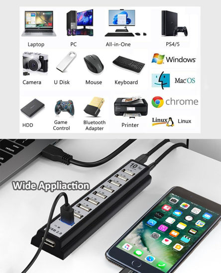 GetUSCart- USB Hub 10-Ports, USB Hub Extender Network Splitter Adapter ...