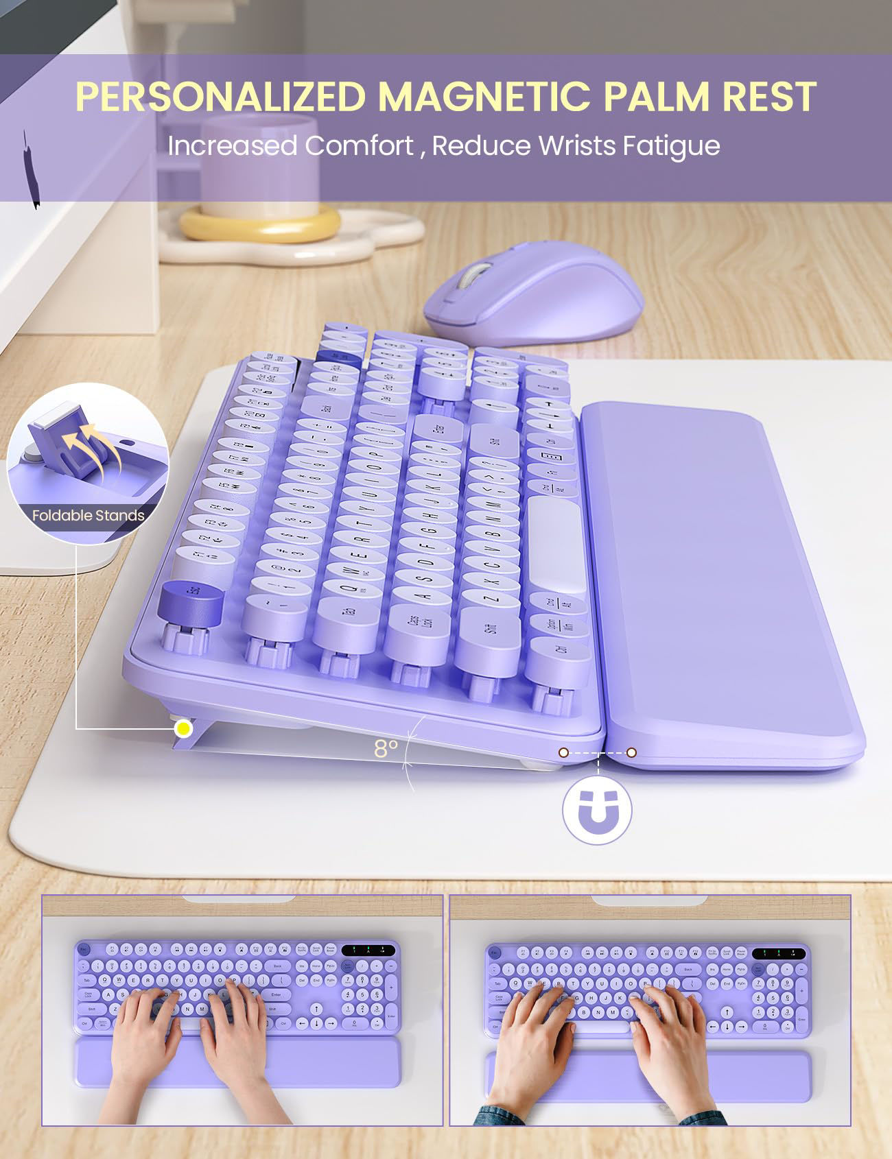 GetUSCart- Wireless Keyboard and Mouse Combo - Cute Typewriter Keyboard ...