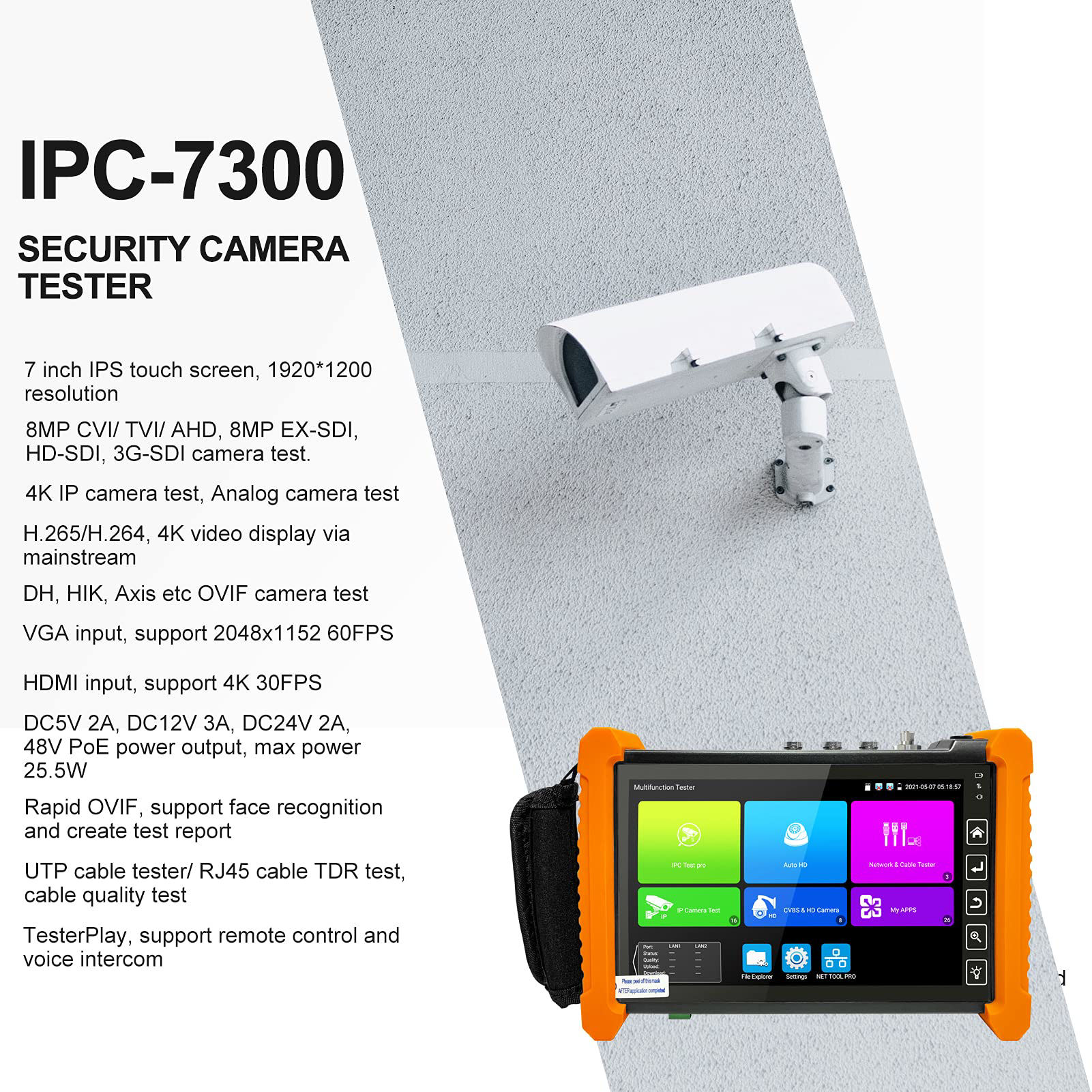 GetUSCart- Rsrteng CCTV Camera Tester, Upgrade Version IPC-7300O OPM ...