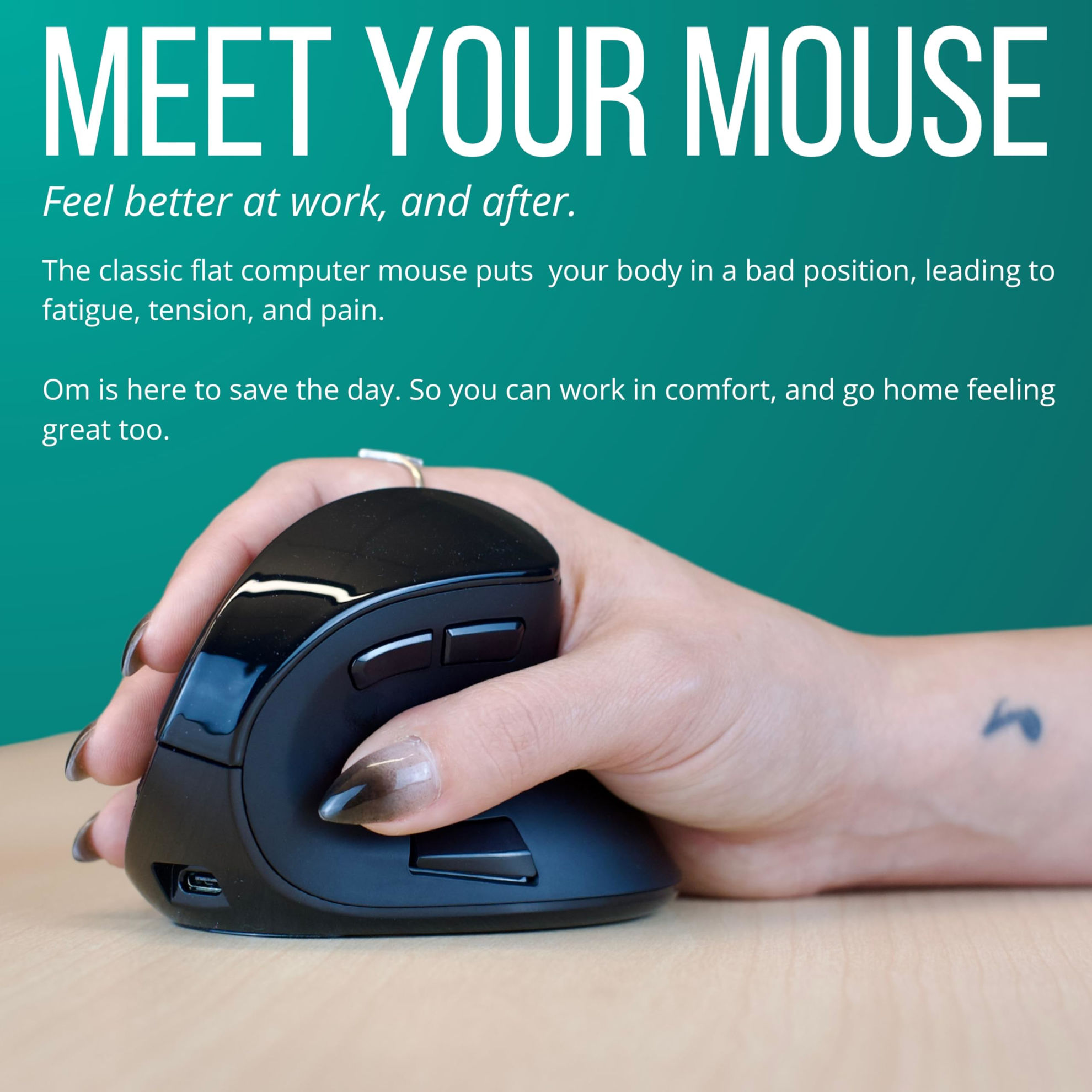 GetUSCart- Ergodriven Om Handshake Vertical Mouse | Wireless Ergonomic Mouse | Rechargeable ...