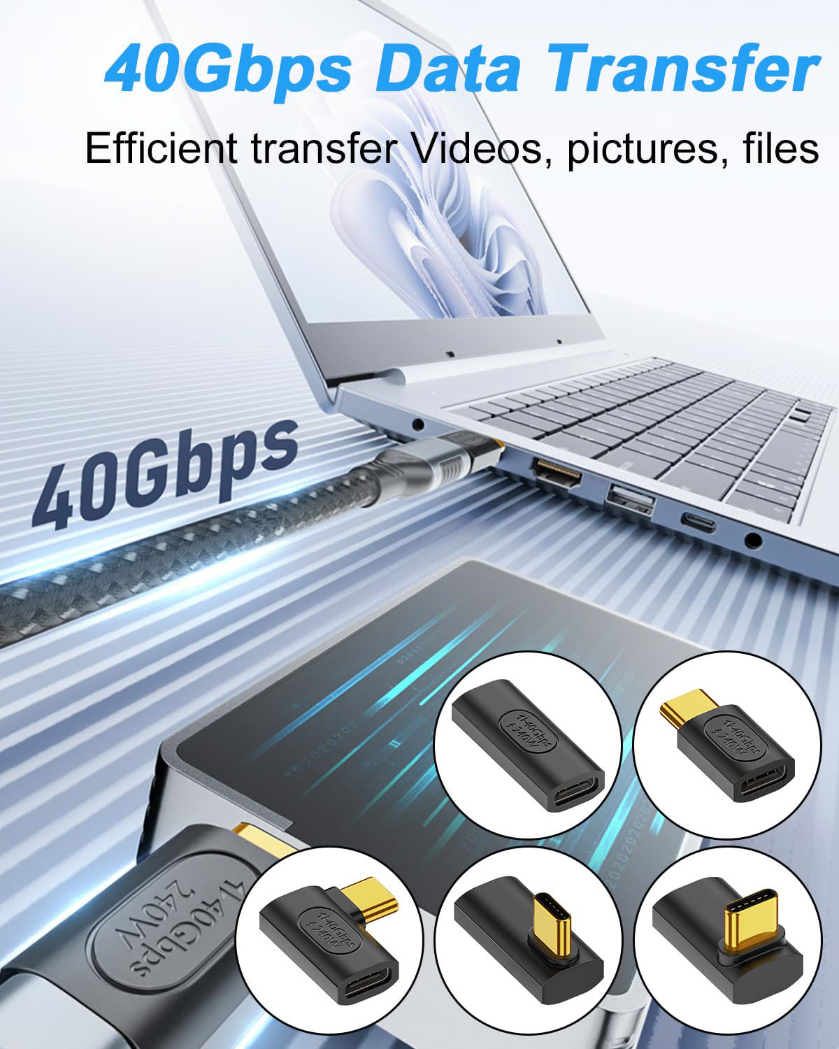 GetUSCart- Poyiccot 240W USB C Adapter 5Packs, 40Gbps USB C Extender ...