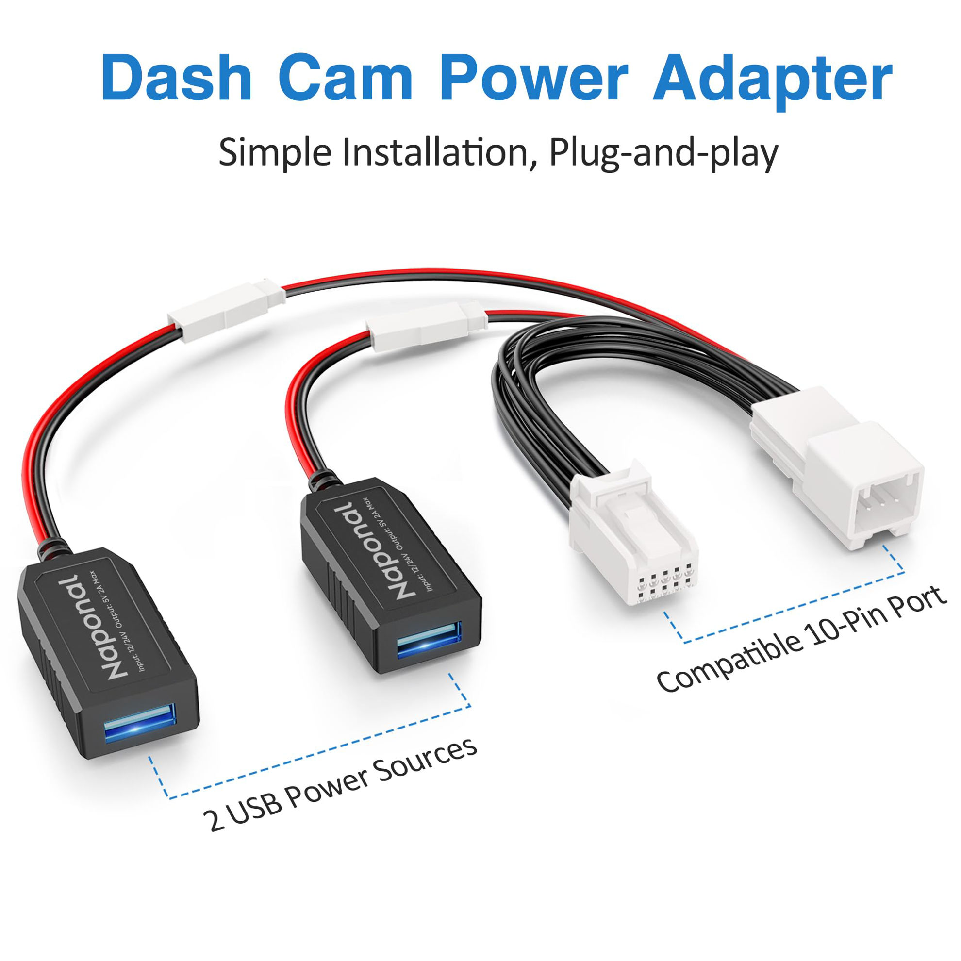 GetUSCart- Naponal GPS DashCam Power Adapter, (10Pin Type E Connector ...
