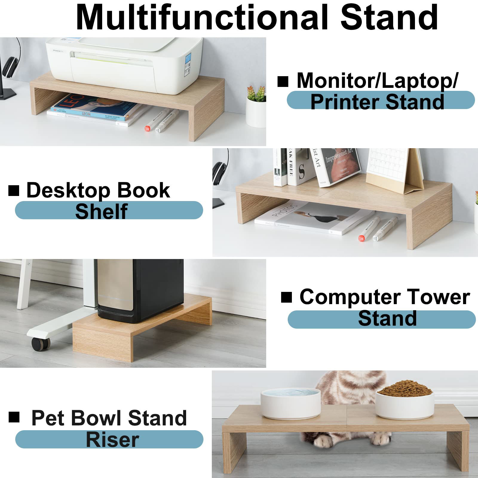 GetUSCart- TEAMIX 2 Pack Monitor Stand Riser-20 inch, Wood Monitor ...