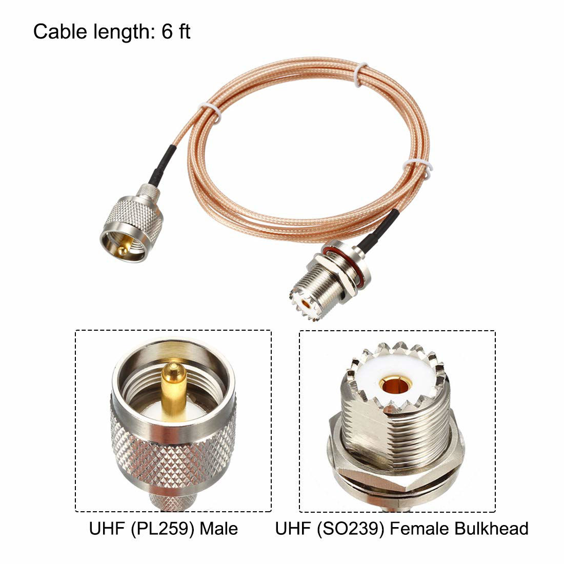 GetUSCart- uxcell UHF PL-259 Male to UHF SO-239 Female Bulkhead RG316 ...