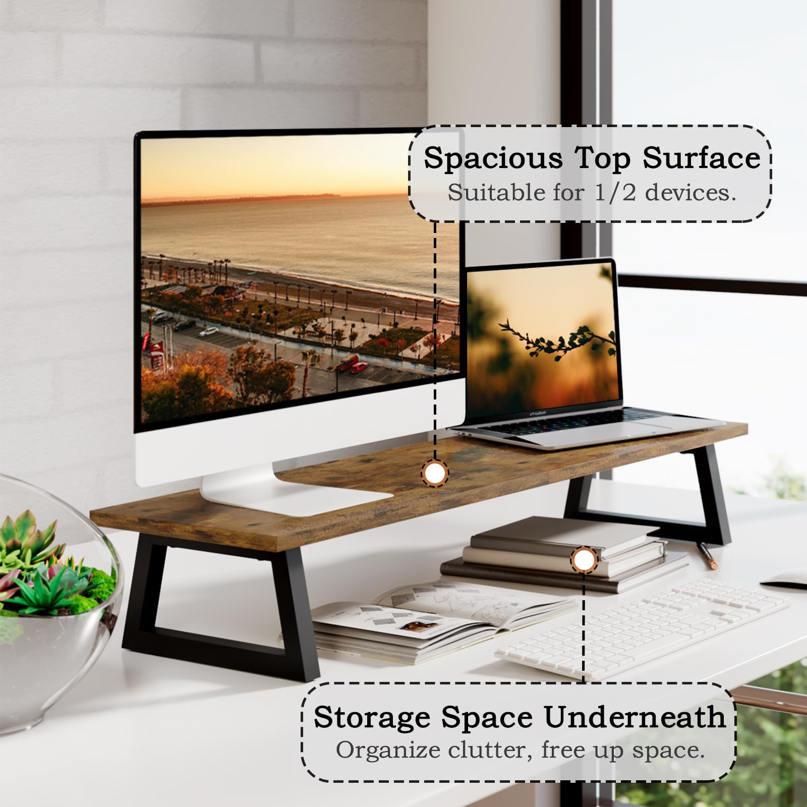 GetUSCart- TEAMIX 31.5 inch Dual Monitor Riser for 2 Monitors, Long ...