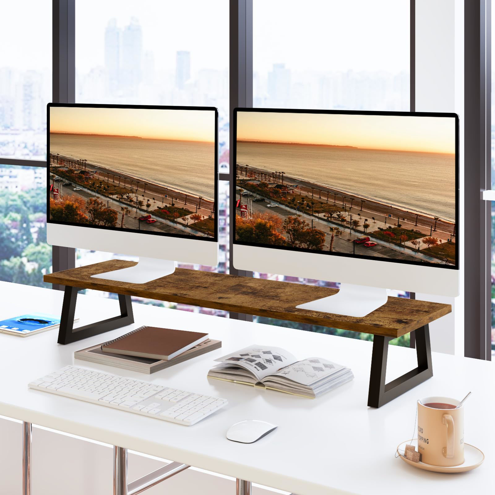 GetUSCart- TEAMIX 31.5 inch Dual Monitor Riser for 2 Monitors, Long ...