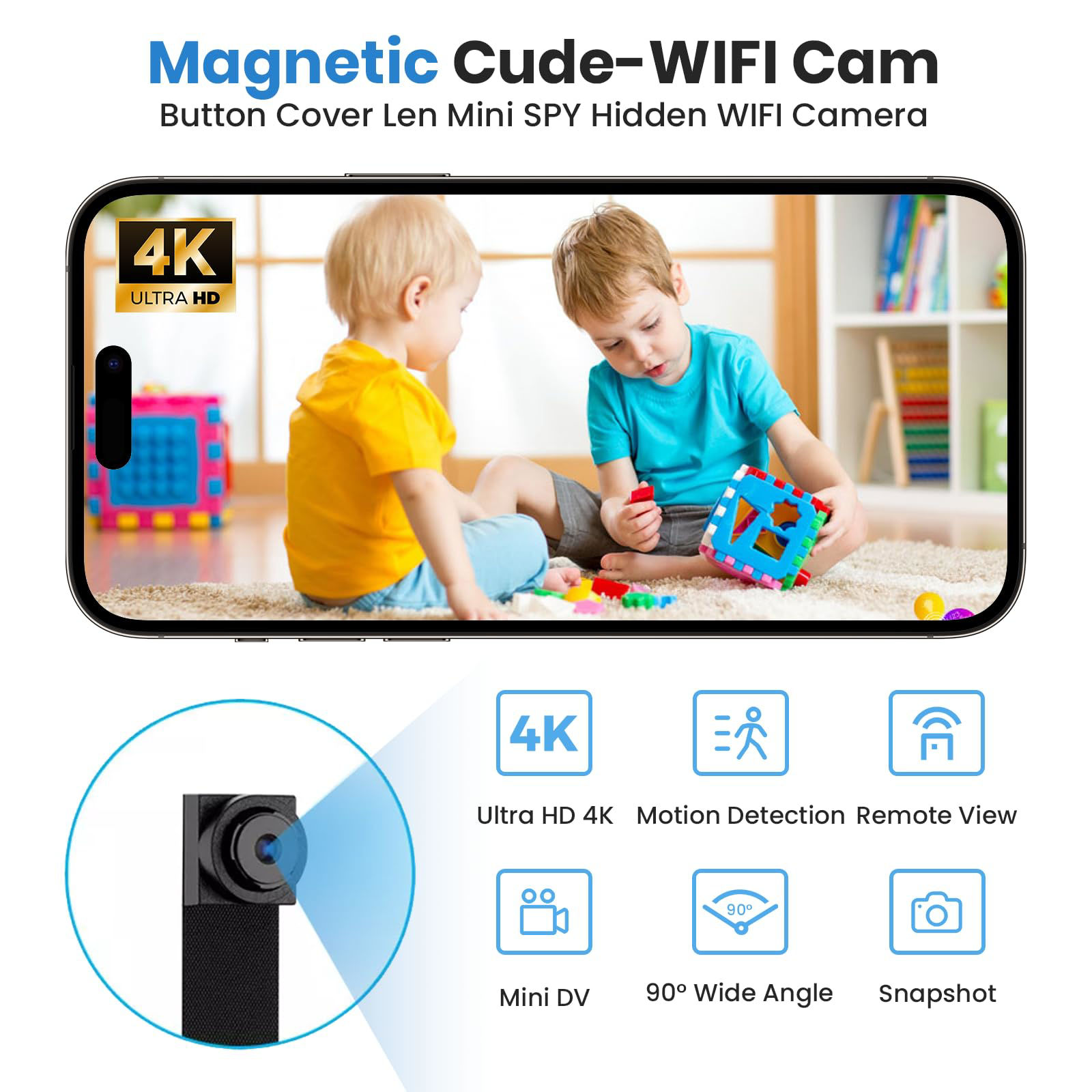 GetUSCart- DIY Spy Camera Kit Magnetic Mini Cam - 120 Degree 4K Full HD ...