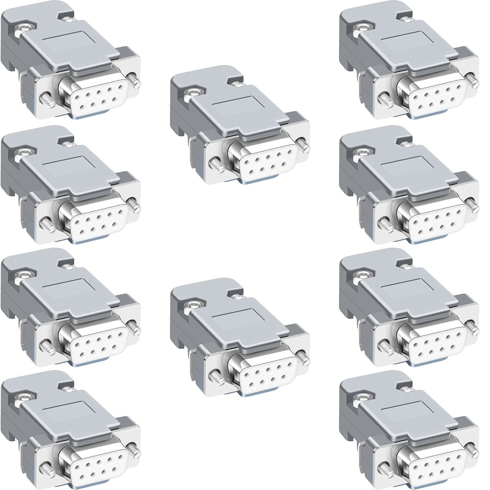 GetUSCart- Jienk 10PCS DB9 Female RS232 D-SUB Serial Solder Cup Connectors Kit, Gold Plated ...