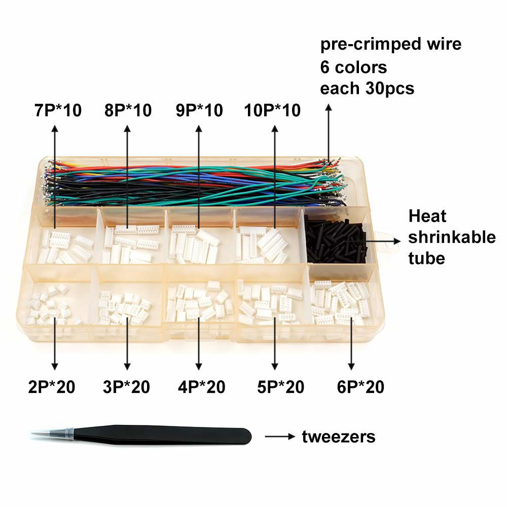 GetUSCart- elechawk 1.25mm Pitch Connectors and Pre-Crimped Cables Compatible with JST Molex ...