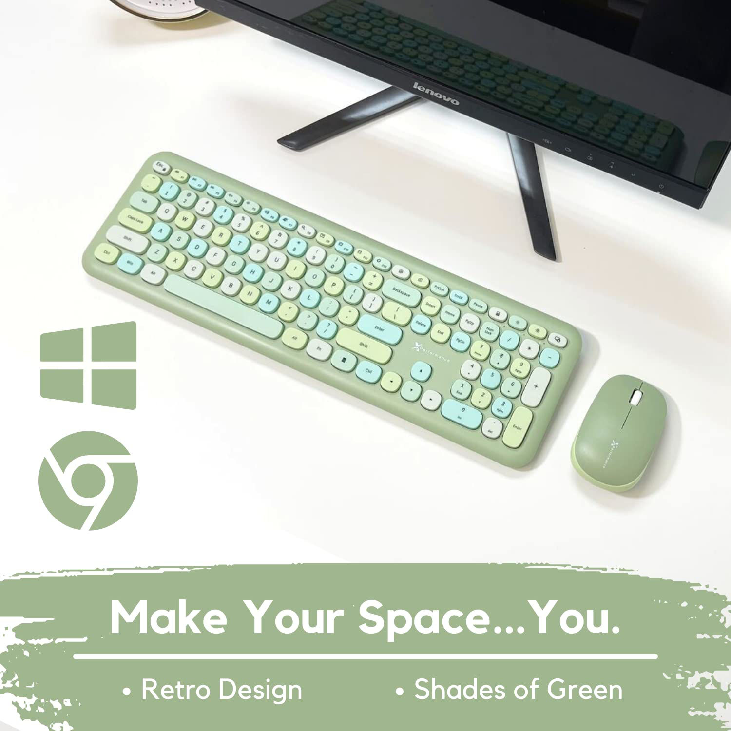 GetUSCart- X9 Green Keyboard and Mouse Combo - 2.4G Wireless Connectivity - Transform Your Space ...